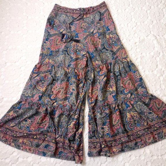 vintage look | Pants & Jumpsuits | Super Wide Leg Pants Silk Paisley ...